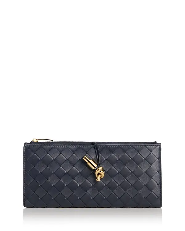 Bottega Veneta Andiamo Intrecciato Leather Wallet - Midnight/muse Brass