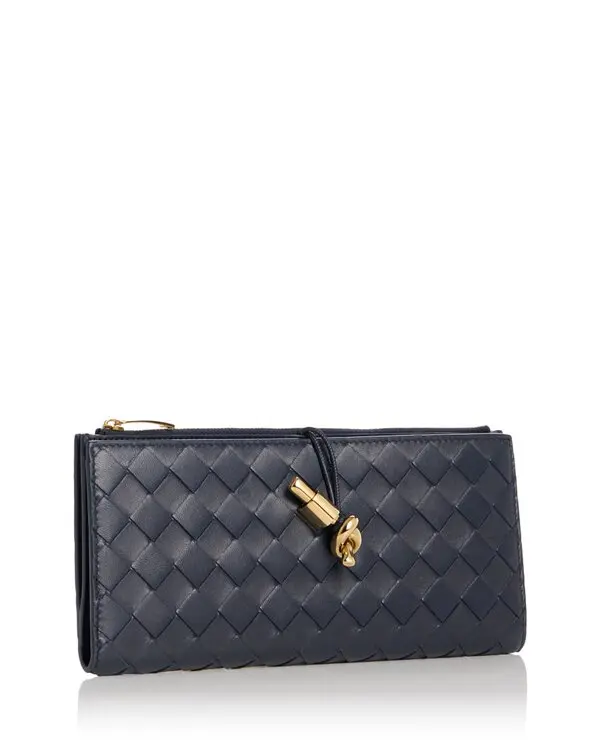 Bottega Veneta Andiamo Intrecciato Leather Wallet - Midnight/muse Brass