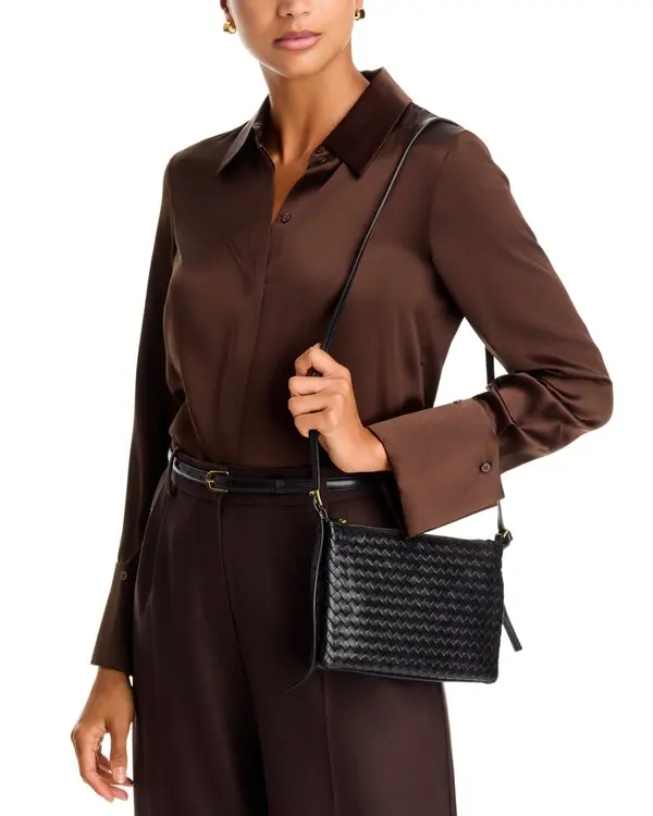 Bottega Veneta Gemellini Piccolo Pouch Intrecciato Leather Shoulder Bag - Black/brass/vibrato