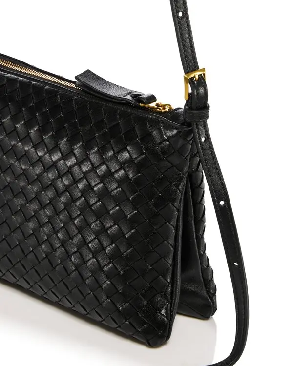 Bottega Veneta Gemellini Piccolo Pouch Intrecciato Leather Shoulder Bag - Black/brass/vibrato