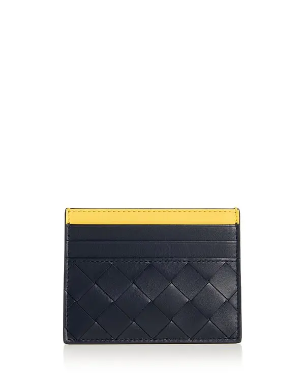 Bottega Veneta Intrecciato Leather Card Case - Navy Dark