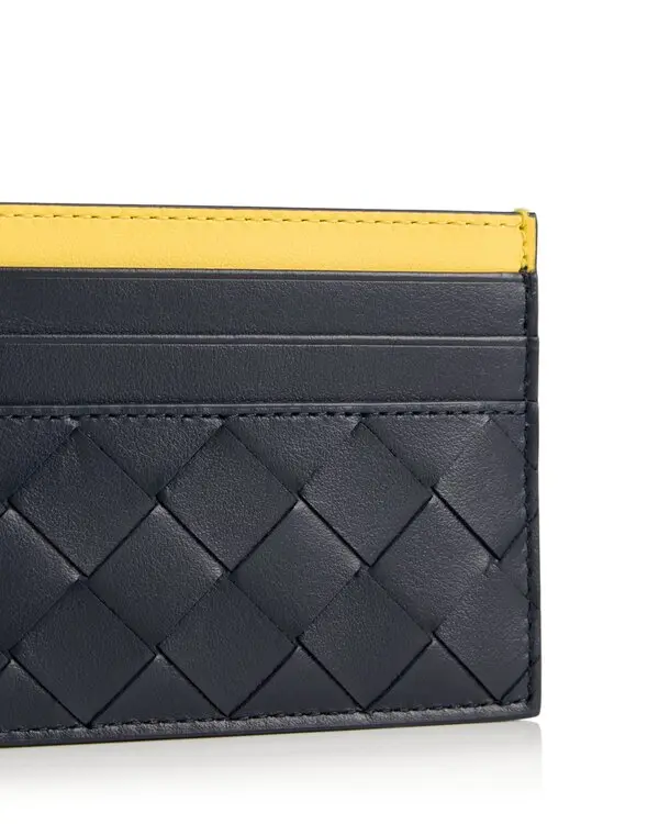 Bottega Veneta Intrecciato Leather Card Case - Navy Dark