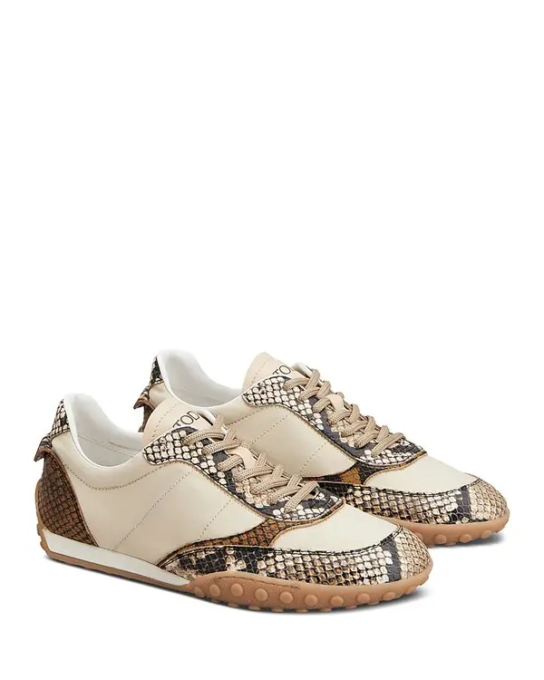 TOD'S Sportiva Snake-embossed Leather & Nylon Sneakers
