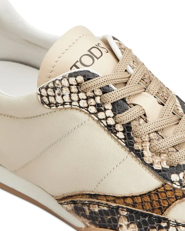 TOD'S Sportiva Snake-embossed Leather & Nylon Sneakers