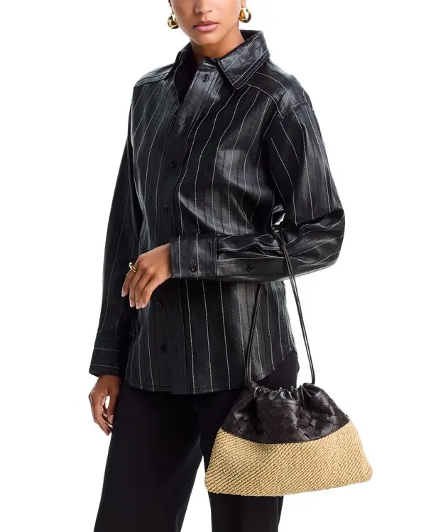 Bottega Veneta Dustbag Intrecciato Leather & Raffia Shoulder Bag