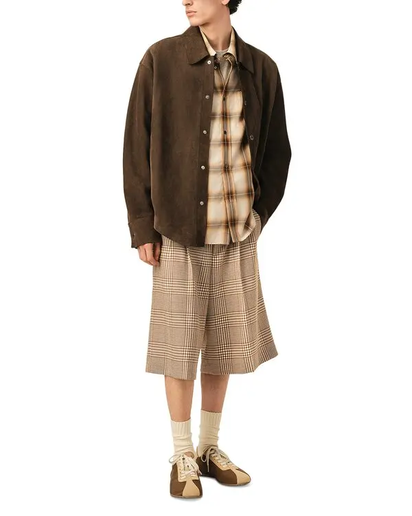 AMI Paris Large Plaid Wool Shorts