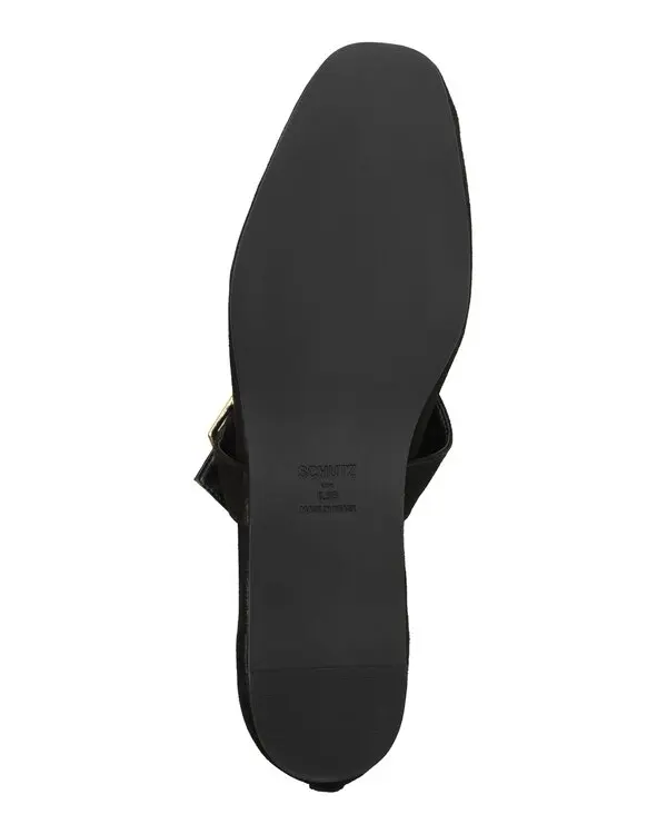 Schutz Vick Calf Hair Buckle Flats - Black Suede
