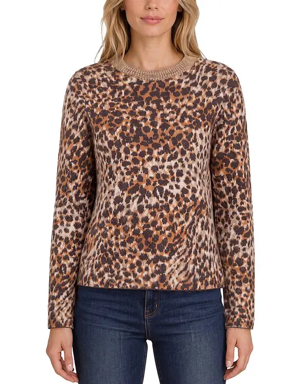 LIVERPOOL Crewneck Long Sleeve Sweater - Java Multi Leopard