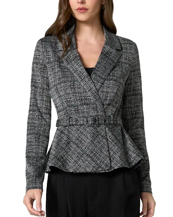 LIVERPOOL Belted Peplum Tweed Blazer