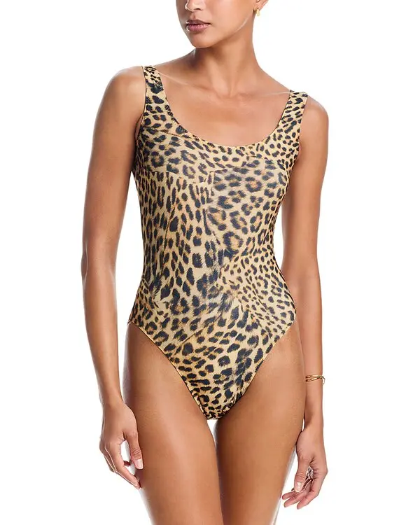 Norma Kamali Printed Super Low Back One Piece Swimsuit