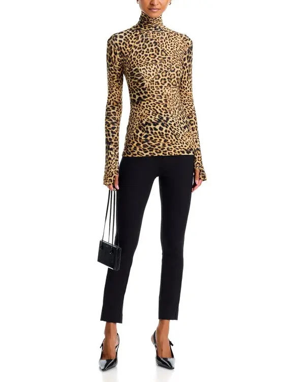 Norma Kamali Slim Fit Printed Turtleneck Top