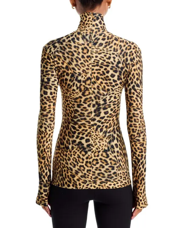 Norma Kamali Slim Fit Printed Turtleneck Top