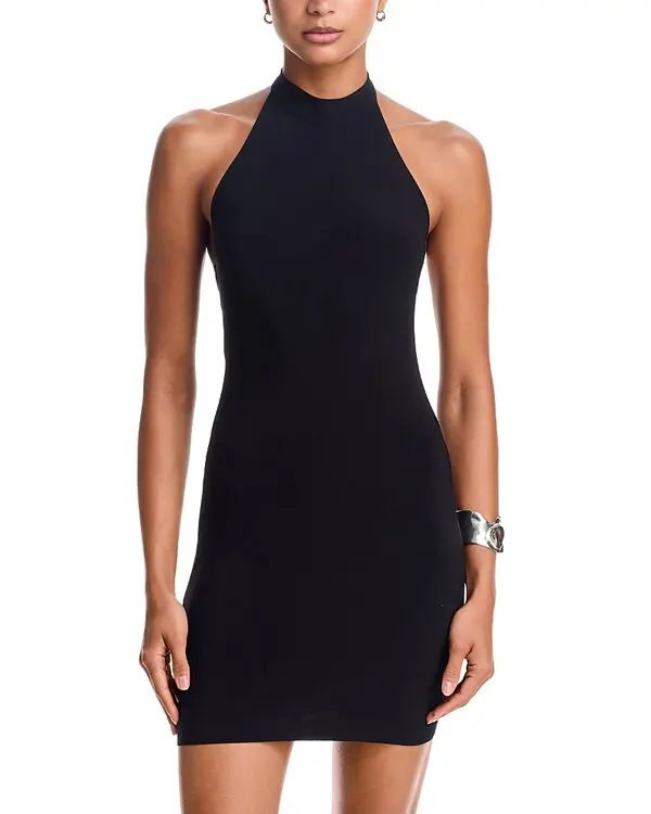 Norma Kamali Halter Back Tie Mini Dress - Black