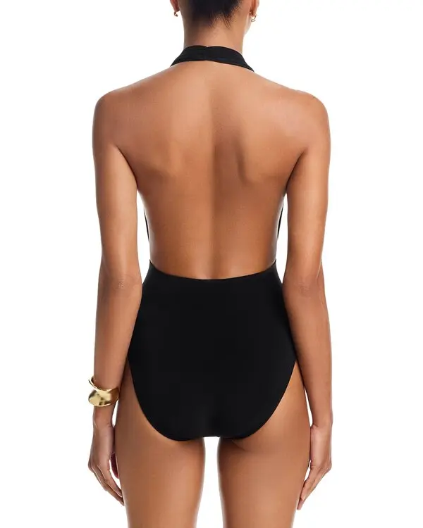 Norma Kamali Halter Low Back One Piece Swimsuit