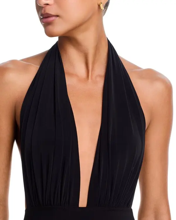 Norma Kamali Halter Low Back One Piece Swimsuit