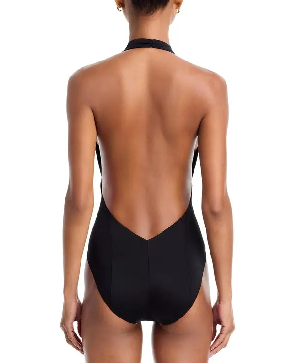 Norma Kamali Plunging Halter Neck Swimsuit
