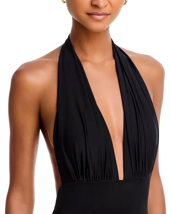 Norma Kamali Plunging Halter Neck Swimsuit