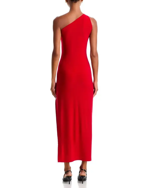 Norma Kamali One Shoulder Side Slit Long Dress