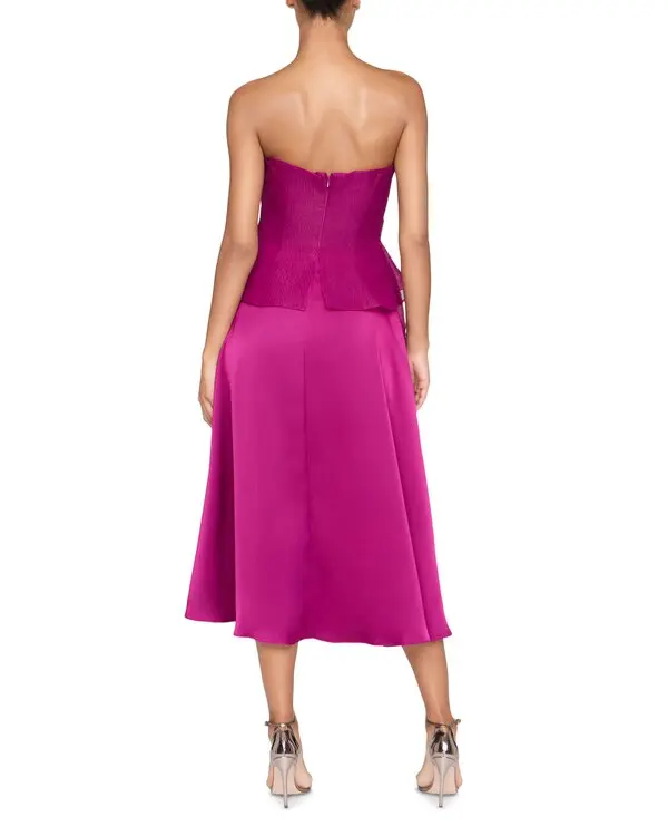 Theia Strapless Rosette Dress