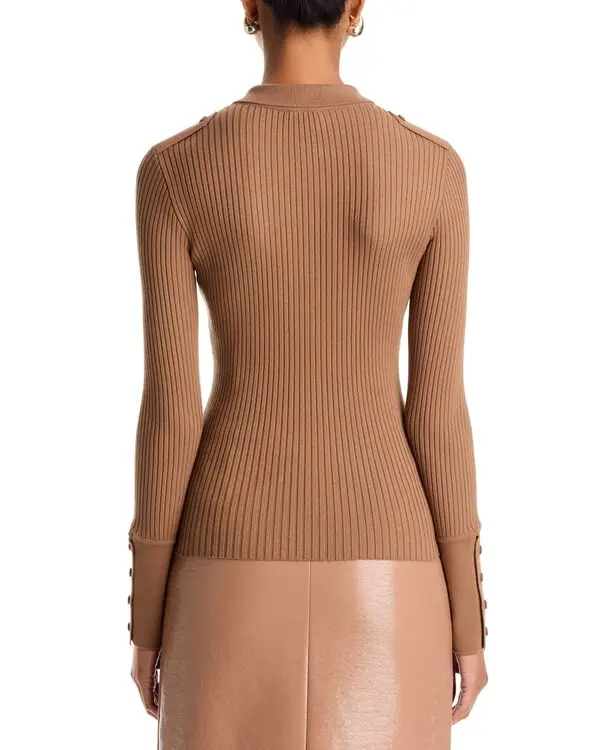 COURREGES Rib Knit Long Sleeve Polo Sweater