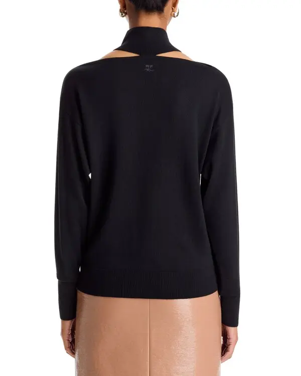 COURREGES Merino Wool Cut Out Turtleneck Sweater