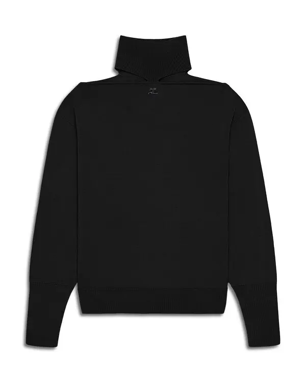 COURREGES Merino Wool Cut Out Turtleneck Sweater