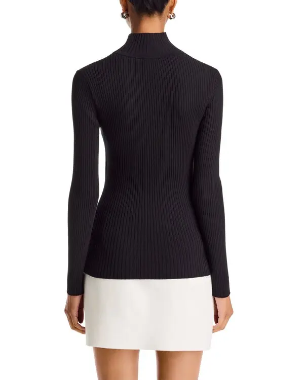 COURREGES Rib Knit Slash Mock Neck Sweater