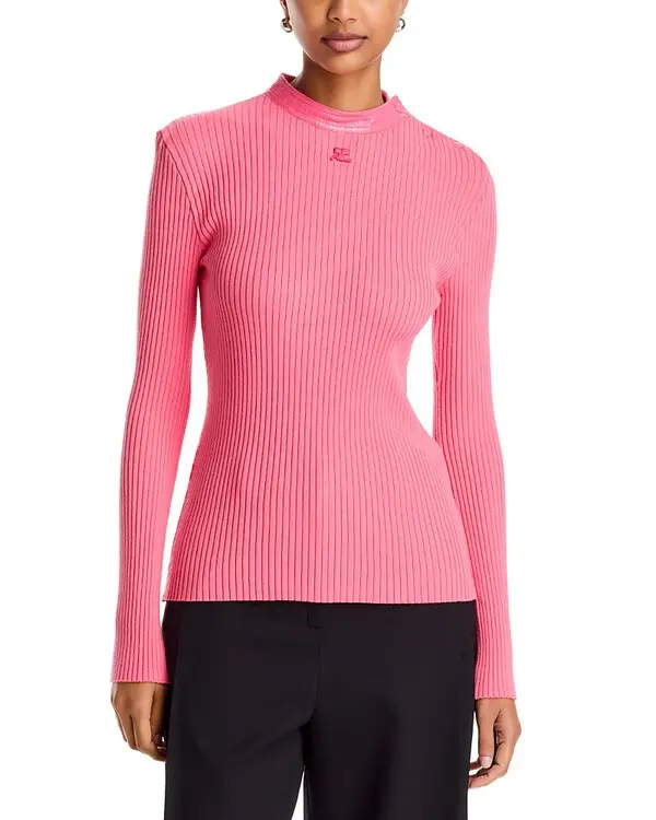 COURREGES Ribbed High Neck Sweater