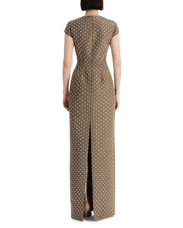 Oscar De La Renta Silk Crystal Embellished Gown