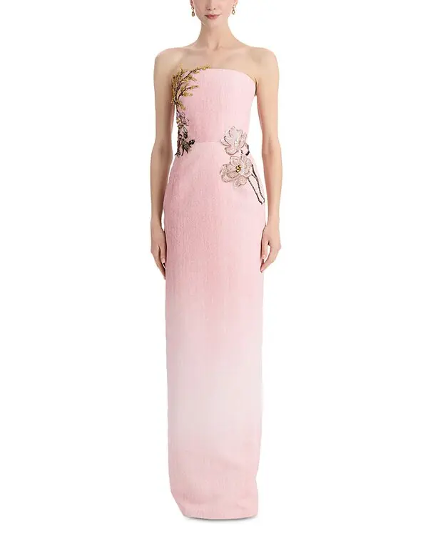 Oscar De La Renta Strapless Beaded Gown - Blush