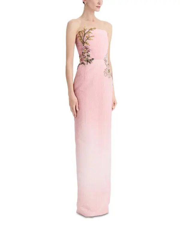 Oscar De La Renta Strapless Beaded Gown
