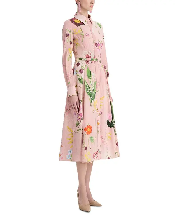 Oscar De La Renta Collared Mixed Botanical Dress