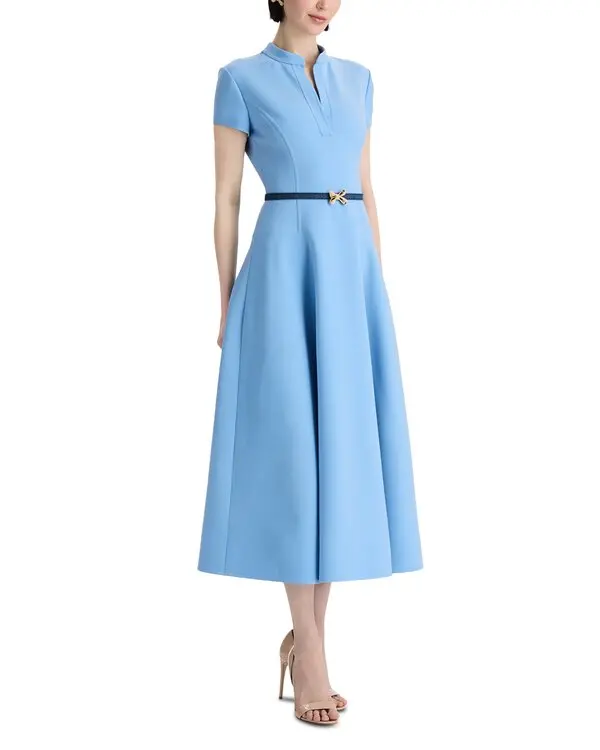 Oscar De La Renta Collared Stretch Wool Day Dress