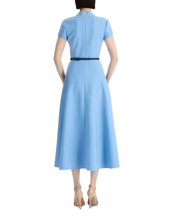Oscar De La Renta Collared Stretch Wool Day Dress