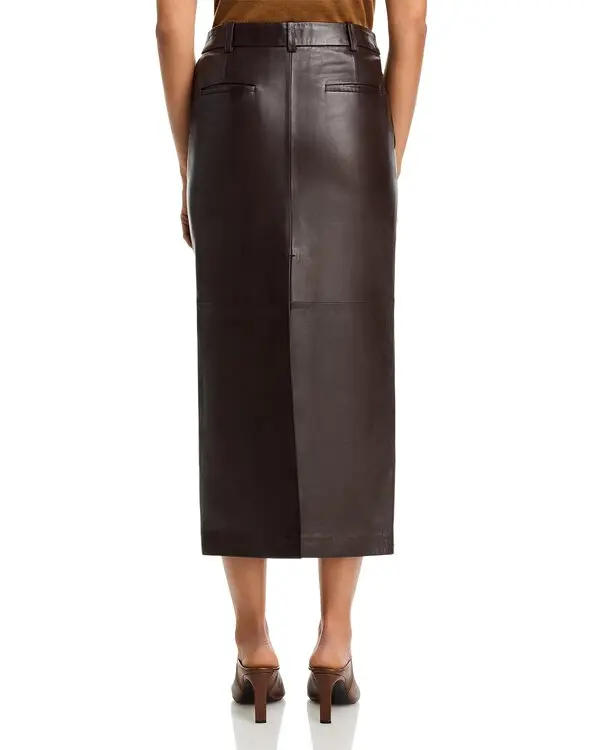 Co Double Slit Leather Pencil Skirt
