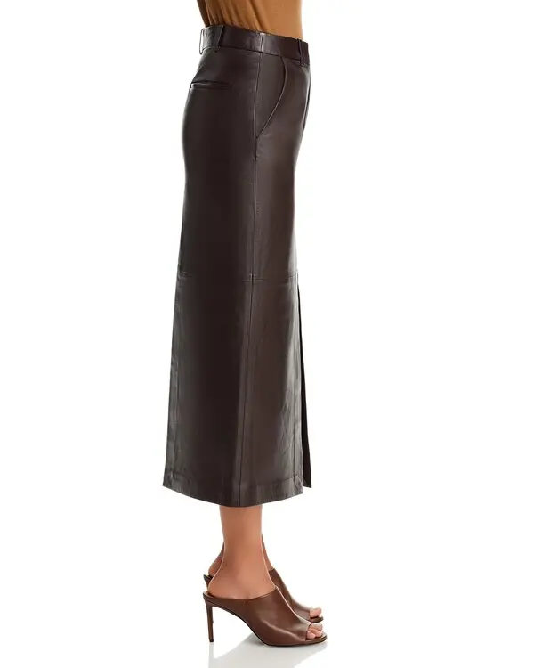 Co Double Slit Leather Pencil Skirt