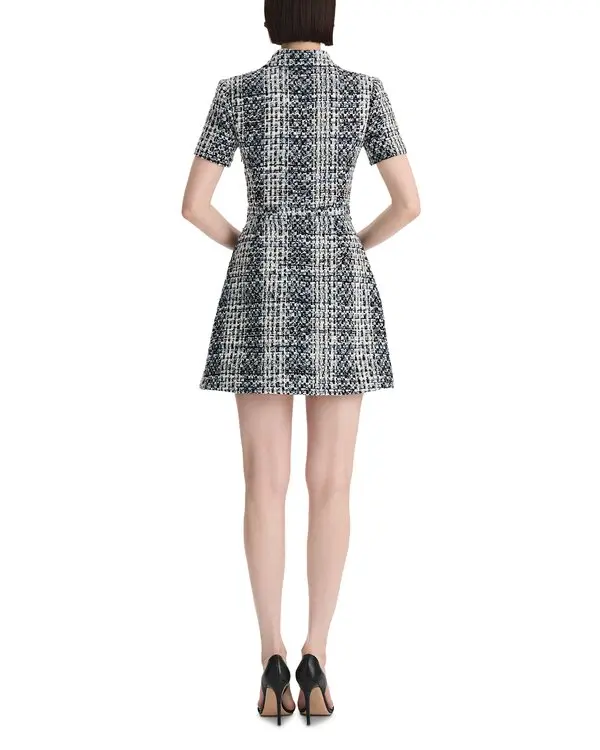Oscar De La Renta Collared Slubby Tweed Dress