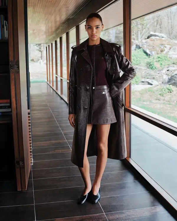 COURREGES Vinyl Faux Leather Trench Coat