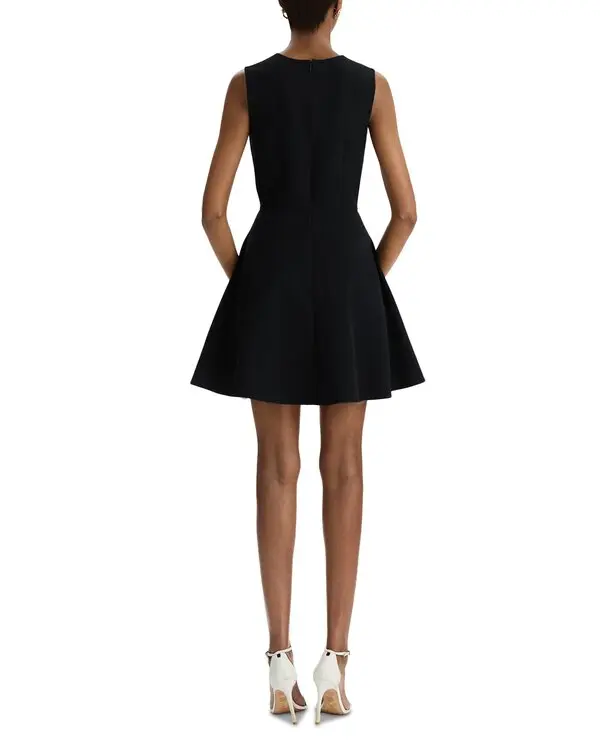 Oscar De La Renta Peony Print Wool Blend Day Dress