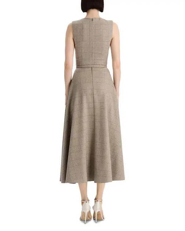 Oscar De La Renta Glen Plaid Midi Dress