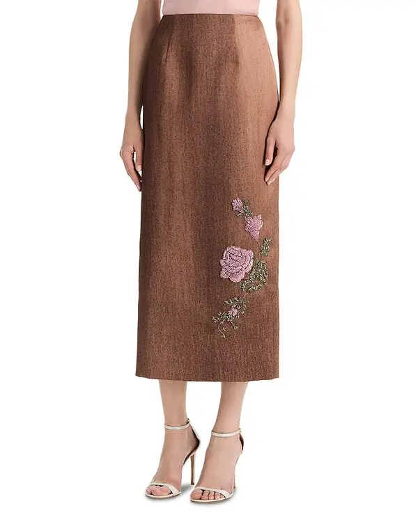 Oscar De La Renta Embellished Satin Skirt