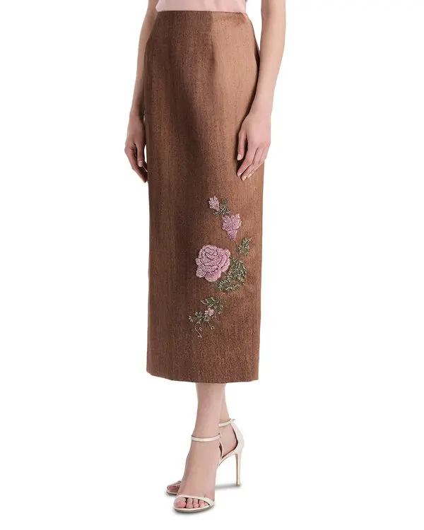 Oscar De La Renta Embellished Satin Skirt