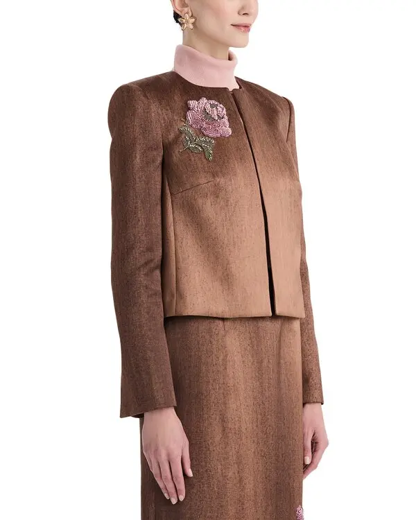 Oscar De La Renta Embellished Satin Jacket