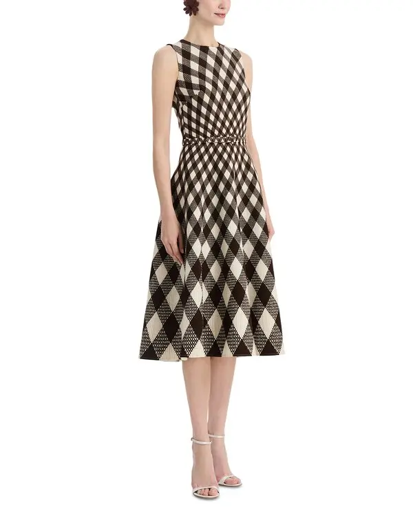 Oscar De La Renta Argyle Degrade Wool Blend Day Dress