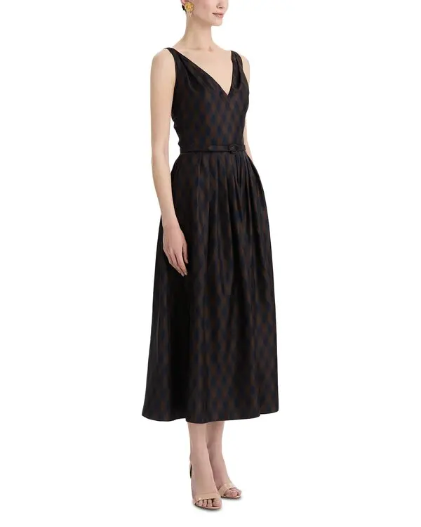 Oscar De La Renta Argyle Silk Twill Day Dress