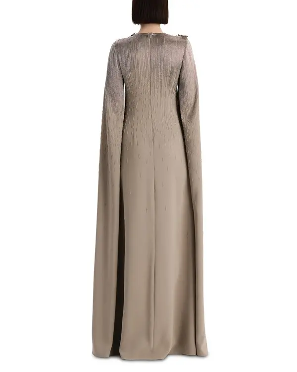 Oscar De La Renta Cutout Intarsia Leaves Embellished Caftan