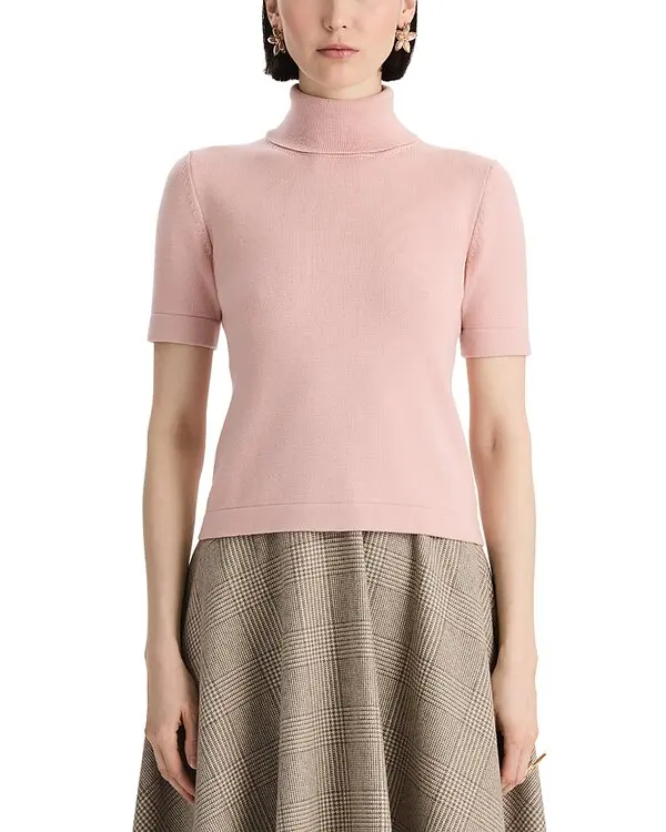 Oscar De La Renta Foldover Turtleneck Short-sleeve Top