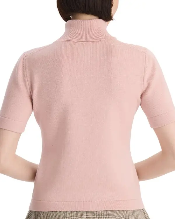 Oscar De La Renta Foldover Turtleneck Short-sleeve Top