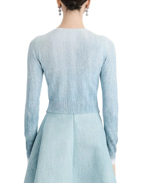 Oscar De La Renta Flower Button Printed Cardigan