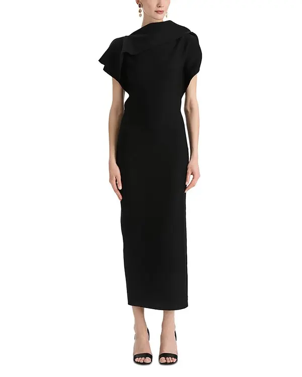 Oscar De La Renta Drape Neck Slim Knit Dress